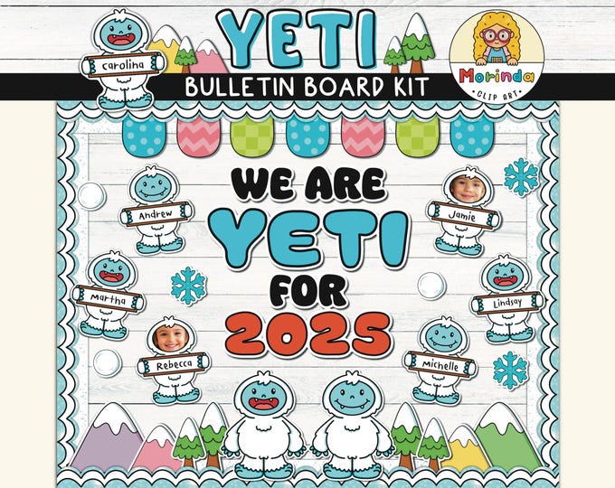 January Bulletin Board | Yeti New Years Bulletin Board Kit - Etsy Canada