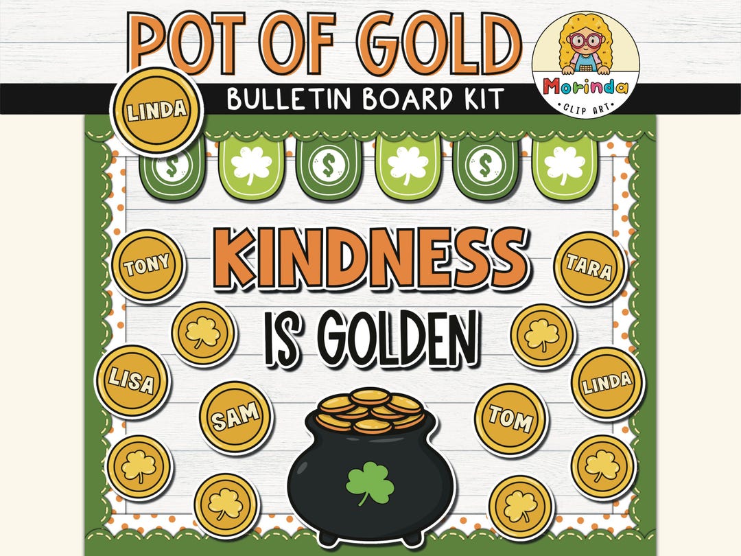 Pot of Gold Bulletin Board Printable, St. Patrick's Day Kindness, Door ...
