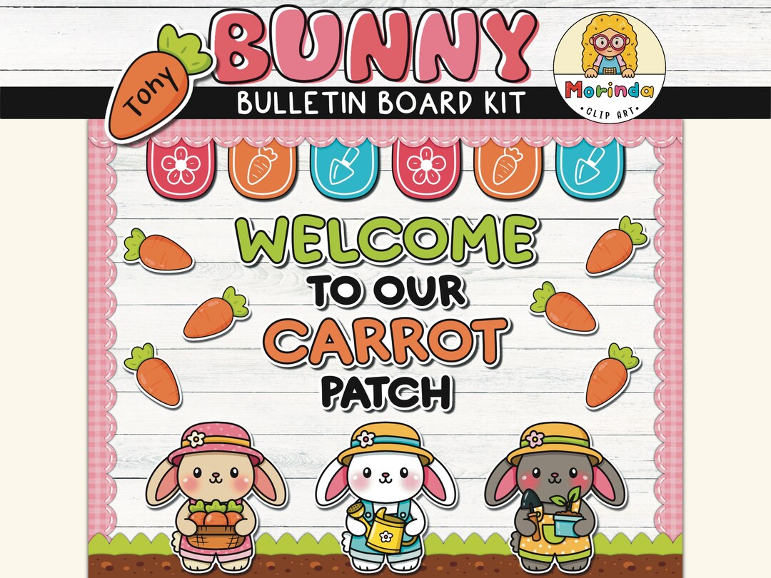 Bunny Spring Bulletin Board Printable | Carrot | Rabbit Bulletin Board ...