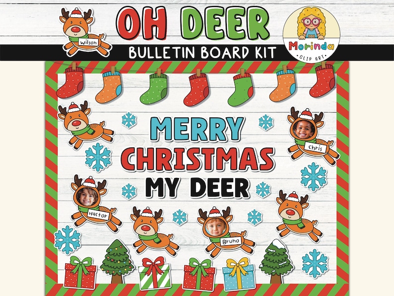 Christmas Bulletin Board Printable | Reindeer | Door Classroom Decor ...
