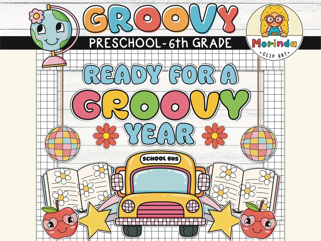 Groovy Back to School Bulletin Board Kit Preschool-6th Grade Door Decor ...