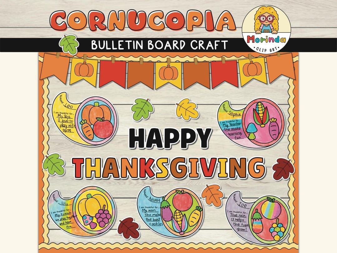 Thanksgiving Bulletin Board Craft Printable | Cornucopia | Door ...