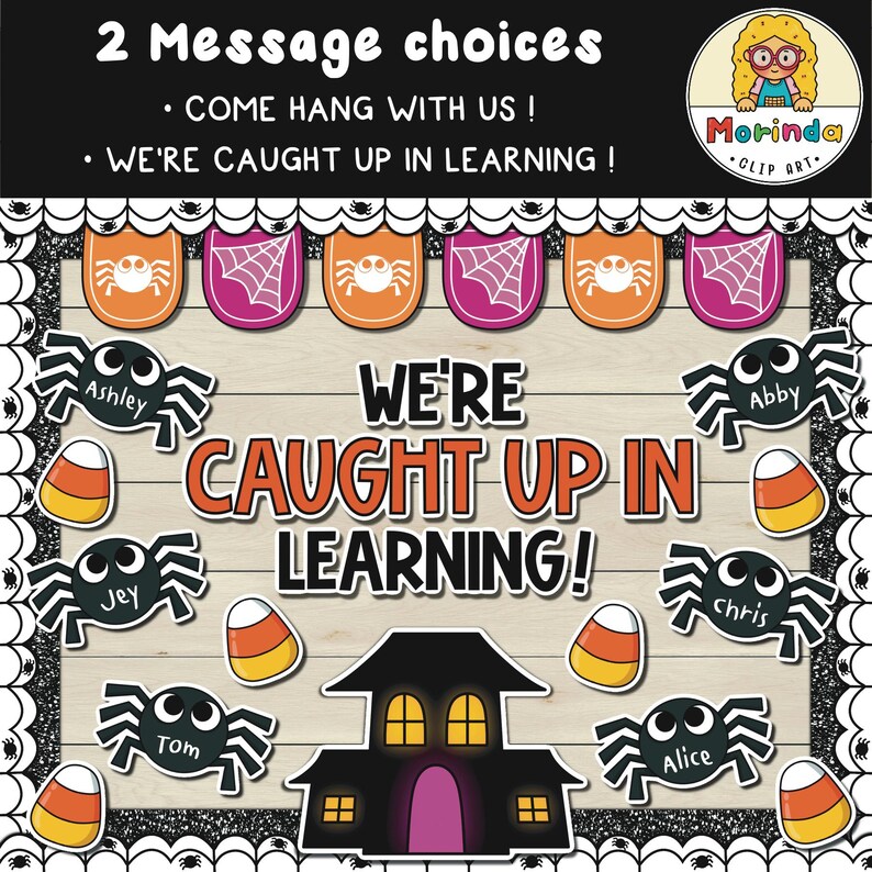 Halloween Spider Bulletin Board Printable | Candy Corn | Haunted House ...