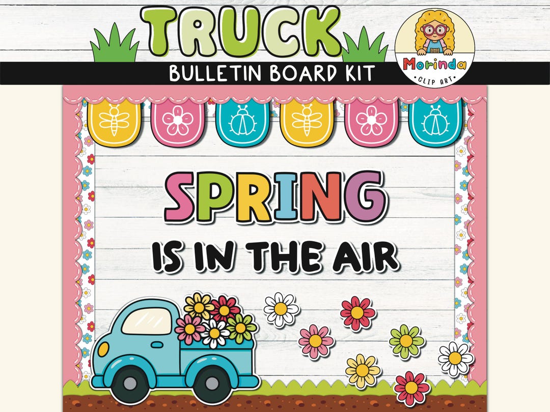 Spring Bulletin Board Printable | Flower Truck Bulletin Board | March ...