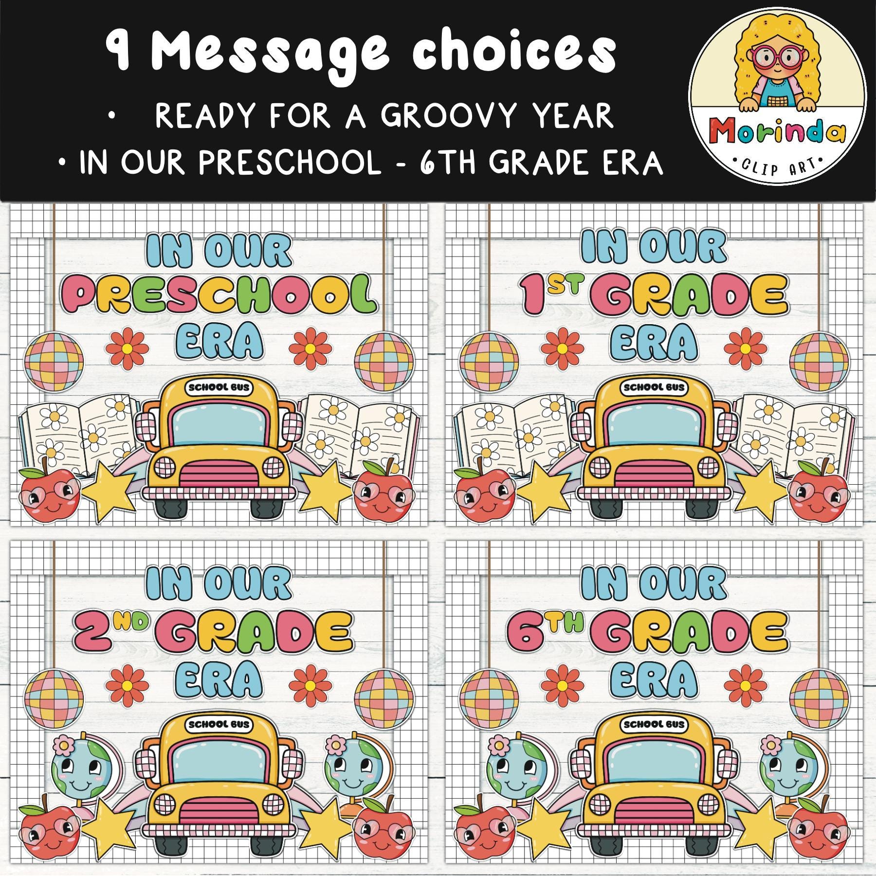 Groovy Back to School Bulletin Board Kit Preschool-6th Grade Door Decor ...