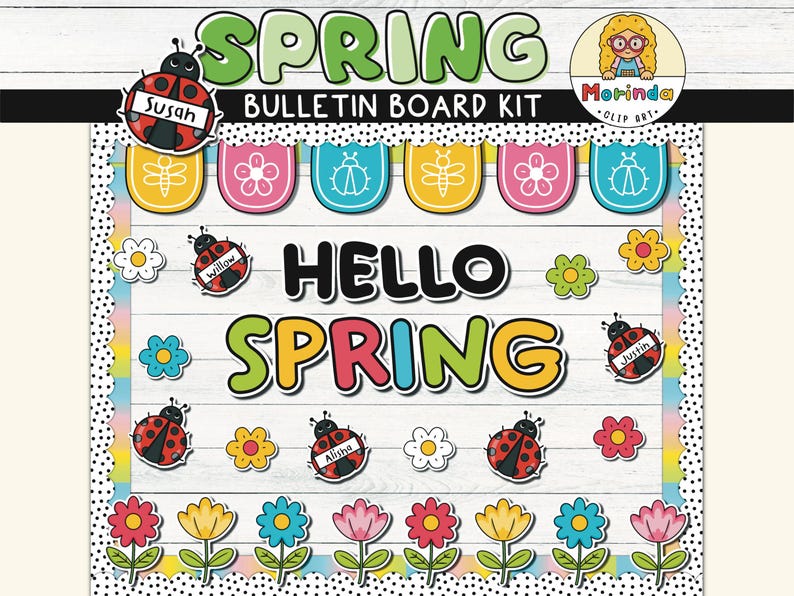 Spring Bulletin Board Printable | Ladybug Bulletin Board | Flowers ...