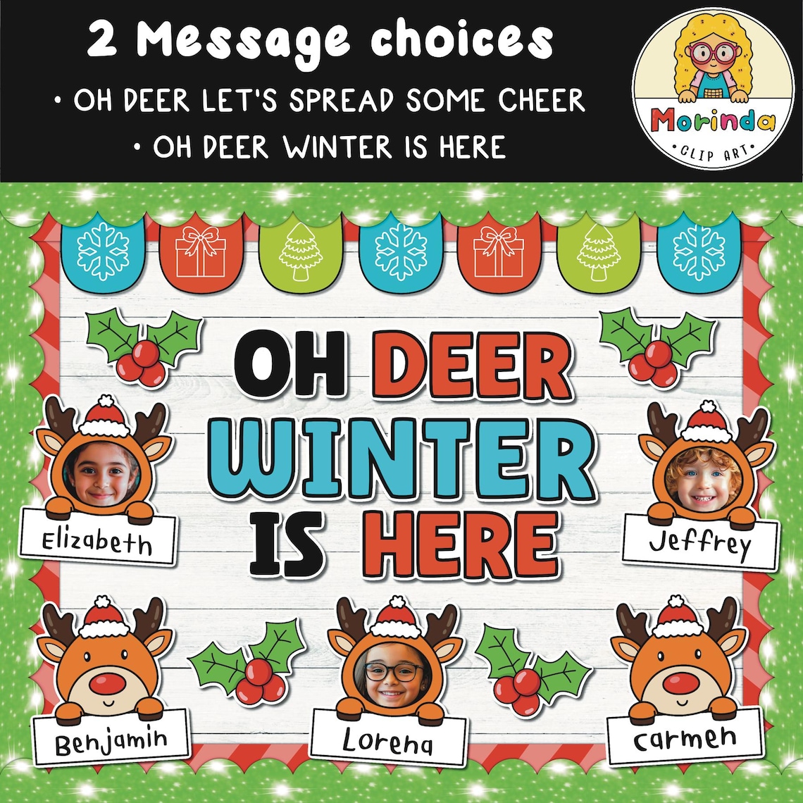 Winter Bulletin Board Printable | Reindeer Bulletin Board | Christmas ...