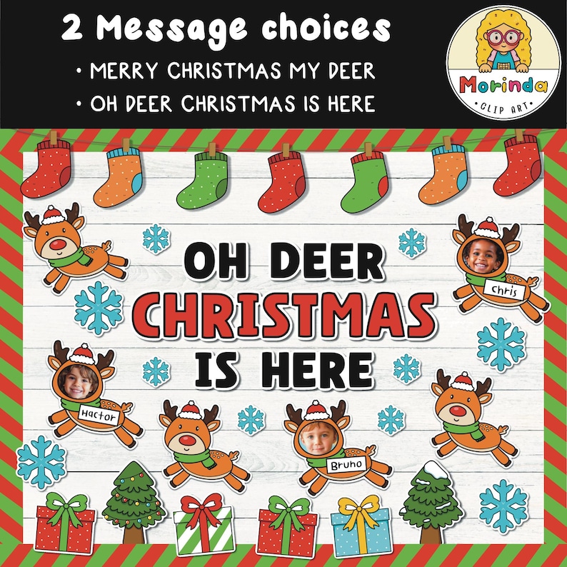 Christmas Bulletin Board Printable | Reindeer | Door Classroom Decor ...