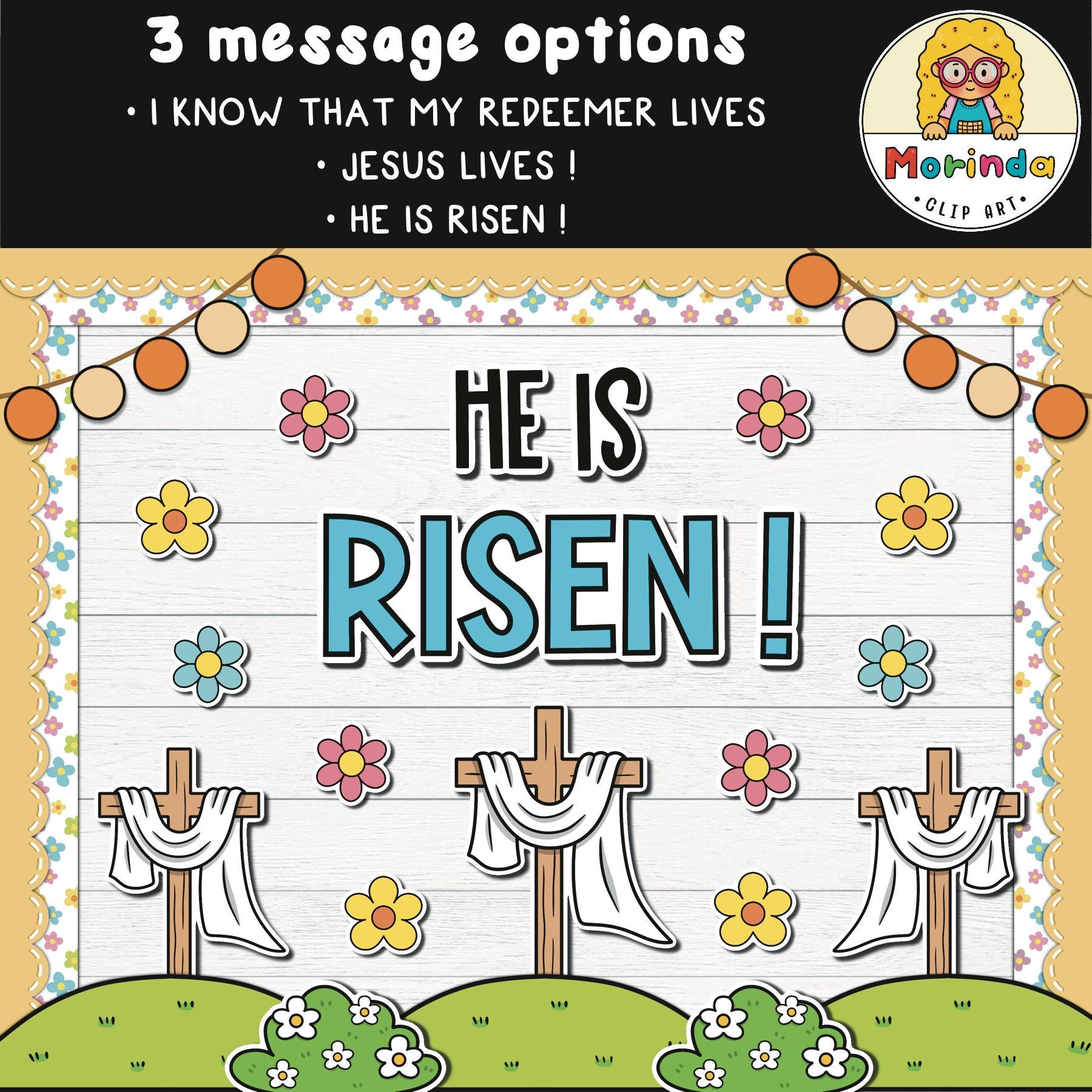 Resurrection Christian Easter Bulletin Board, He is Risen, Spring ...