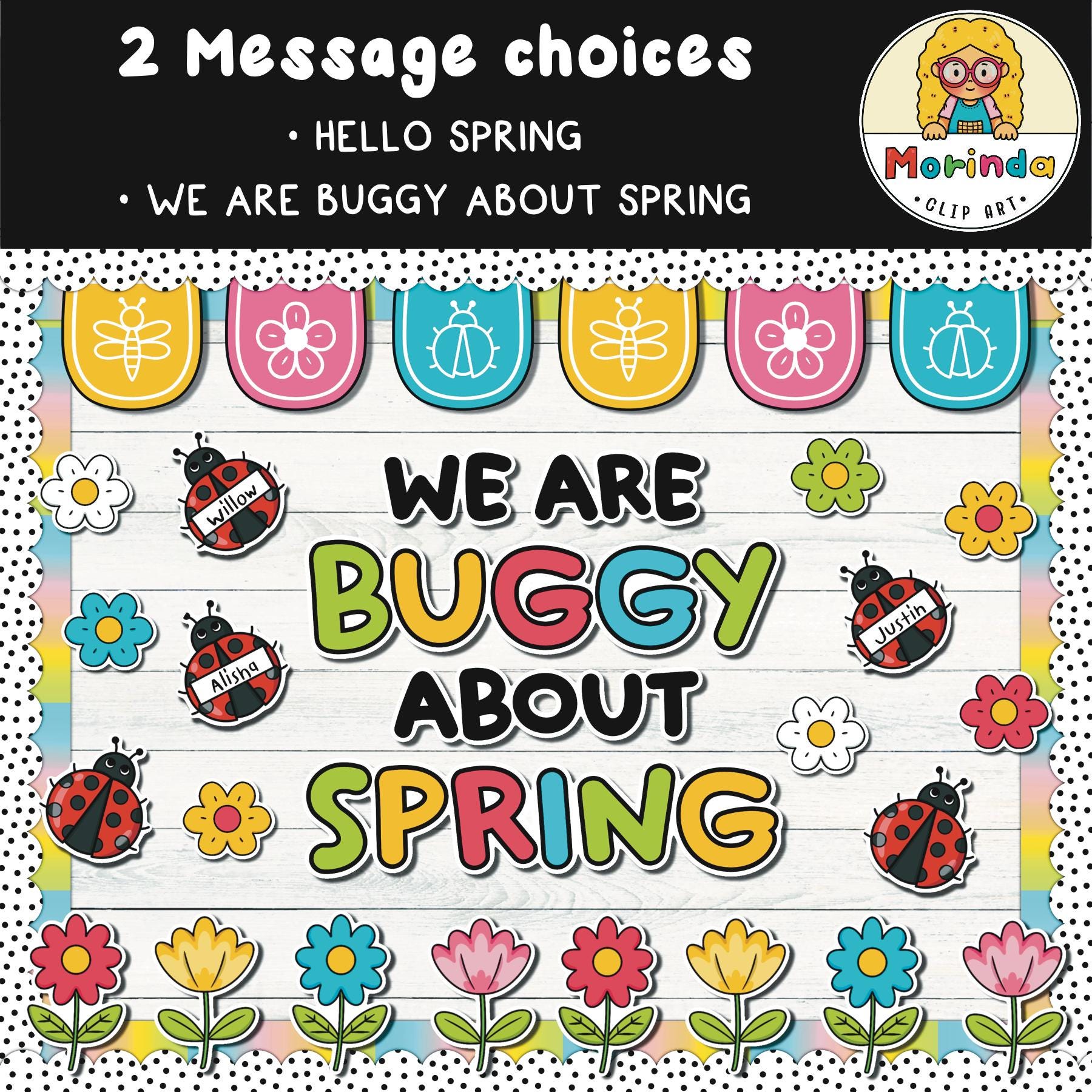 Spring Bulletin Board Printable | Ladybug Bulletin Board | Flowers ...
