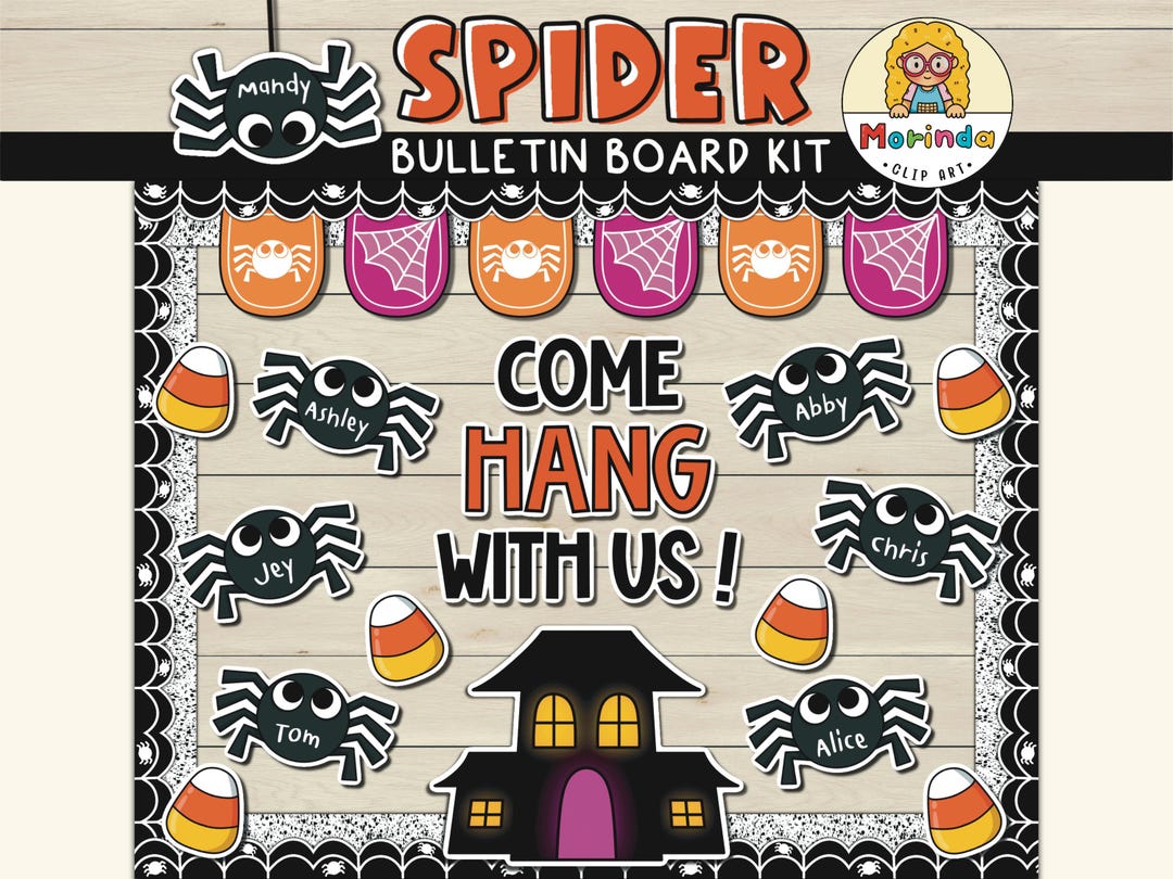 Halloween Spider Bulletin Board Printable | Candy Corn | Haunted House ...