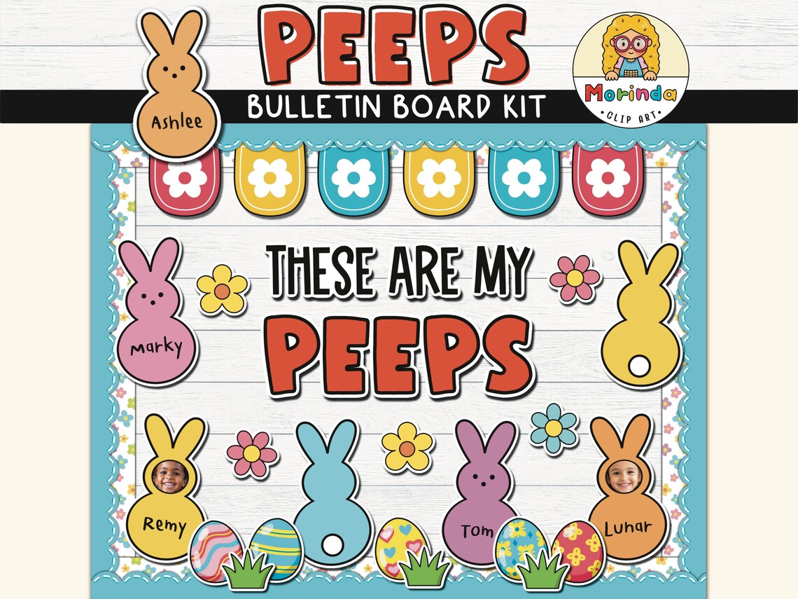Spring Peeps Bunny Bulletin Board Kit Printable, Easter, April ...