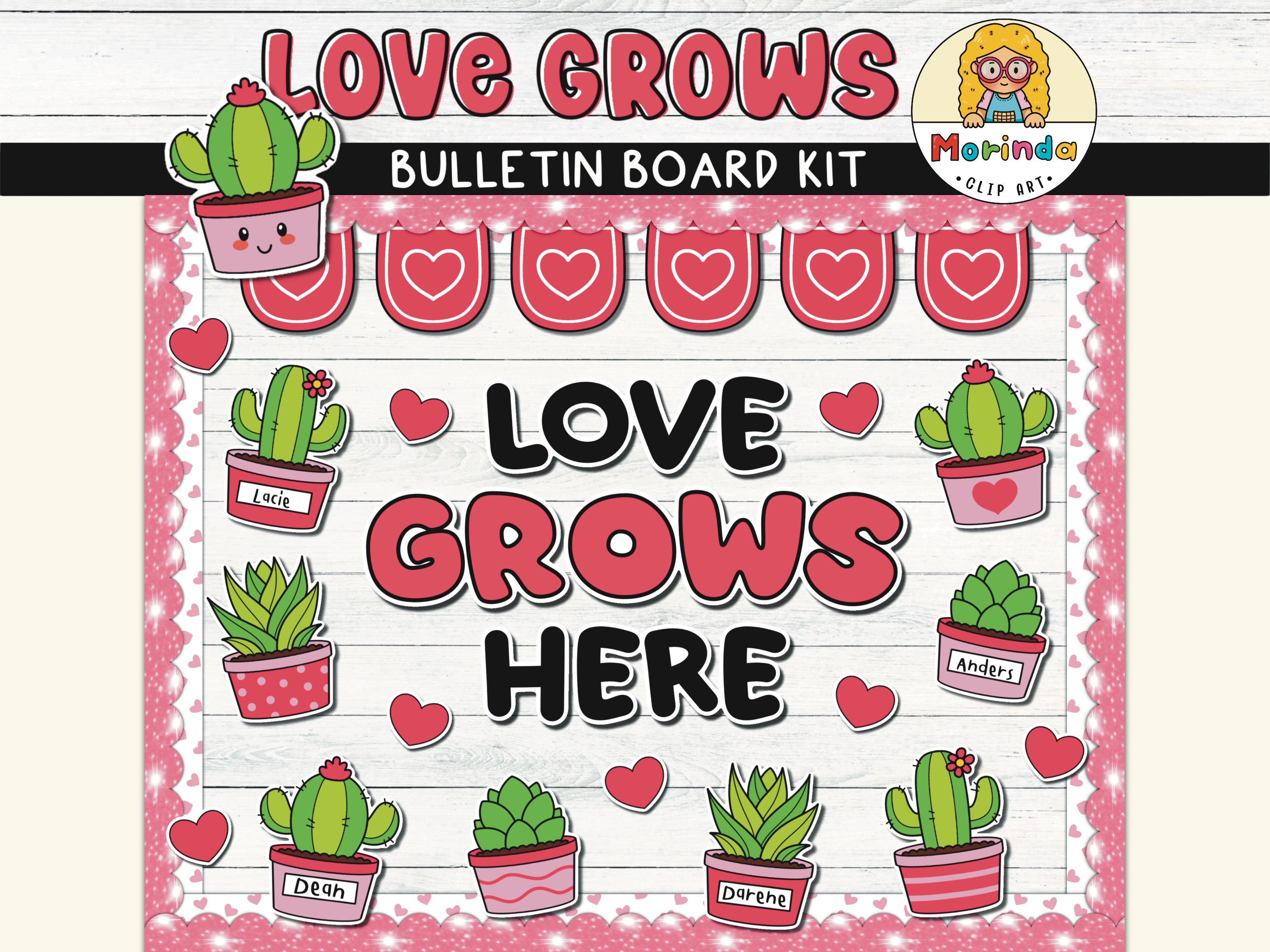Cactus Plants Valentine's Day Bulletin Board Kit Printable | Love Grows ...