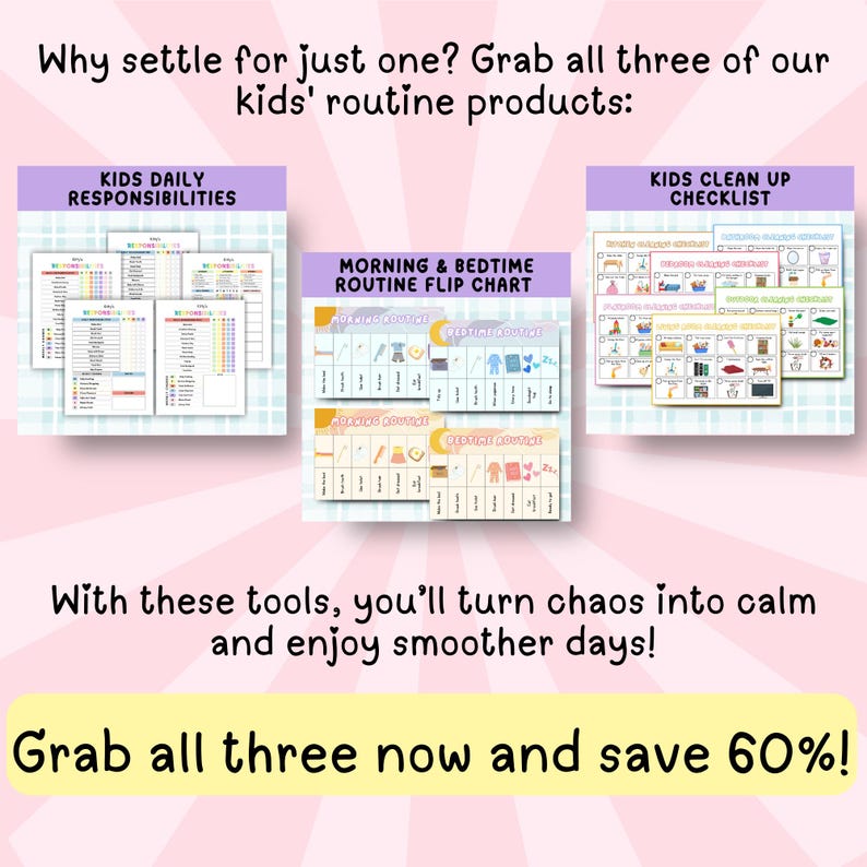 Kids Visual Chore Cards, Daily Routine Cards for Toddlers, Printable ...