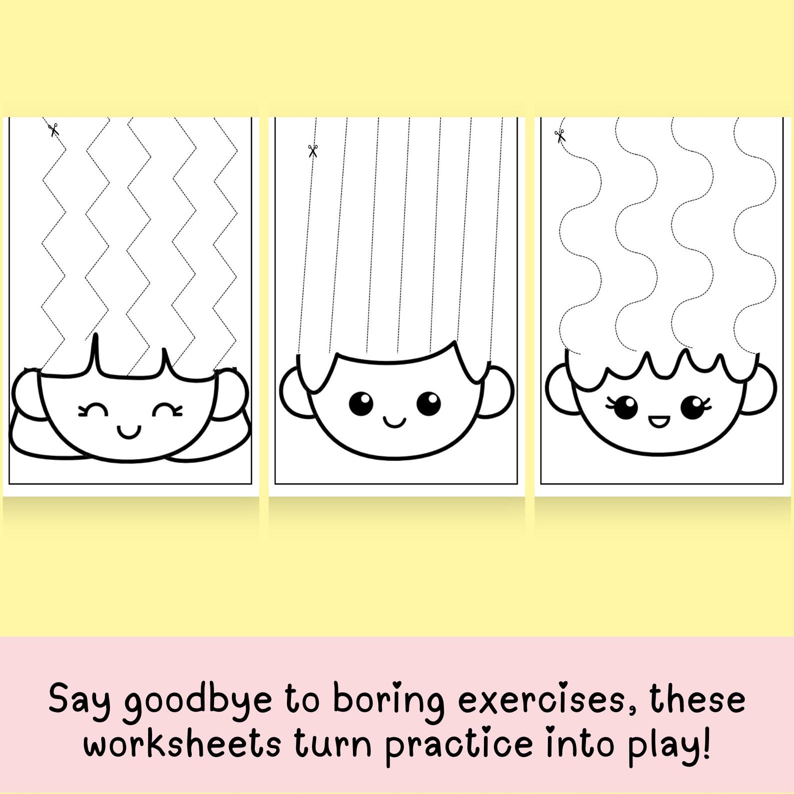 Scissor Skill Cutting Practice Worksheet for Preschool, Toddler Cut ...