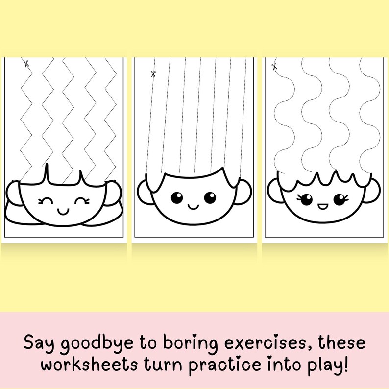 Scissor Skill Cutting Practice Worksheet for Preschool, Toddler Cut ...