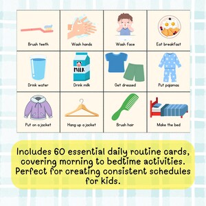 Kids Visual Chore Cards, Daily Routine Cards for Toddlers, Printable ...