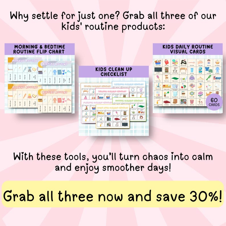 Kids Visual Chore Cards, Daily Routine Cards for Toddlers, Printable ...