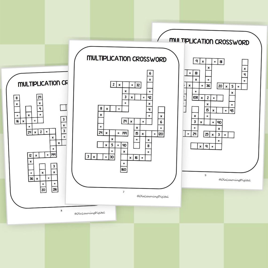 Multiplication Crossword Puzzle, Multiplying Practice Worksheet ...