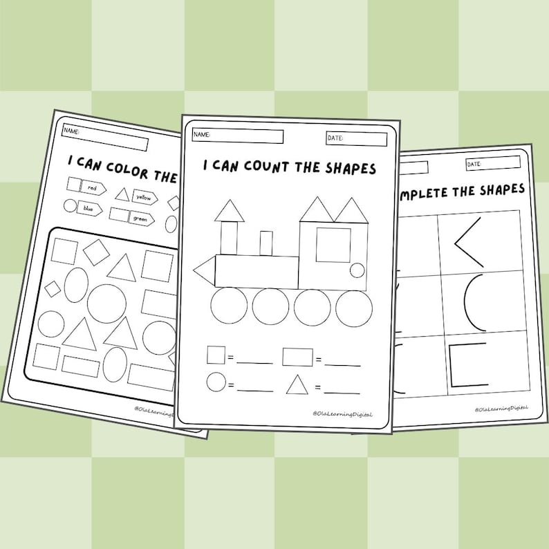 Shape Practice Activity, Shape Worksheet for Toddler, Homeschool ...