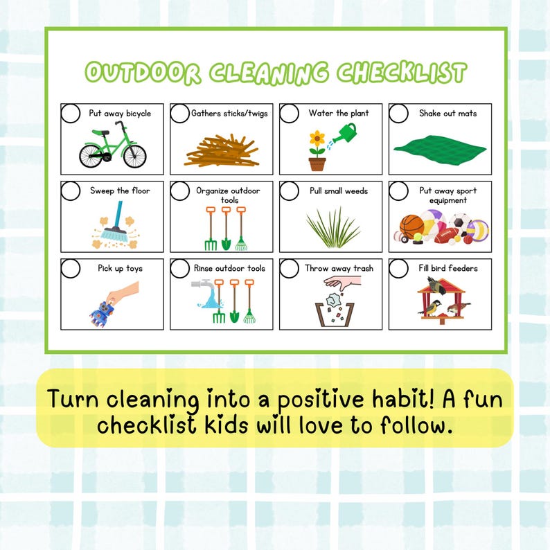 Kids Clean up Checklist, Daily Chore Checklist for Toddlers, Kids ...