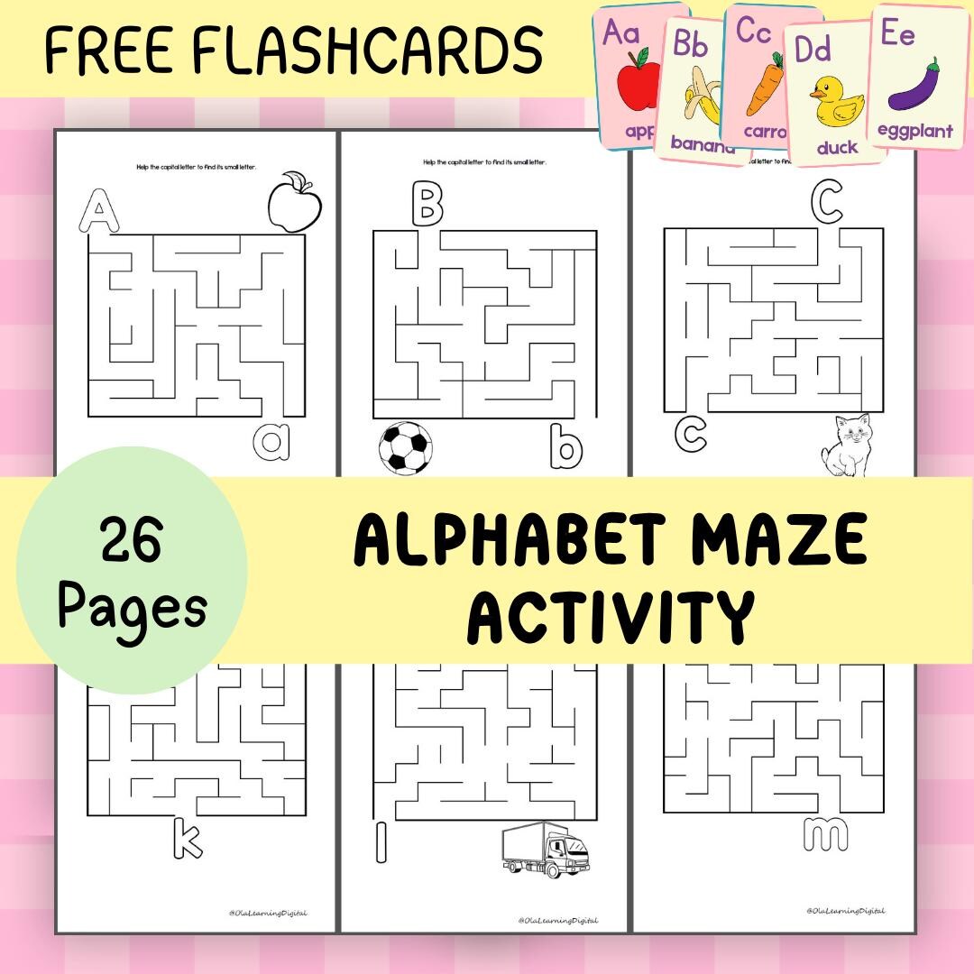 Alphabet Maze Activities for Preschool and Homeschool, Toddler Busy ...