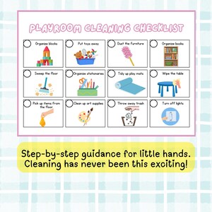 Kids Clean up Checklist, Daily Chore Checklist for Toddlers, Kids ...