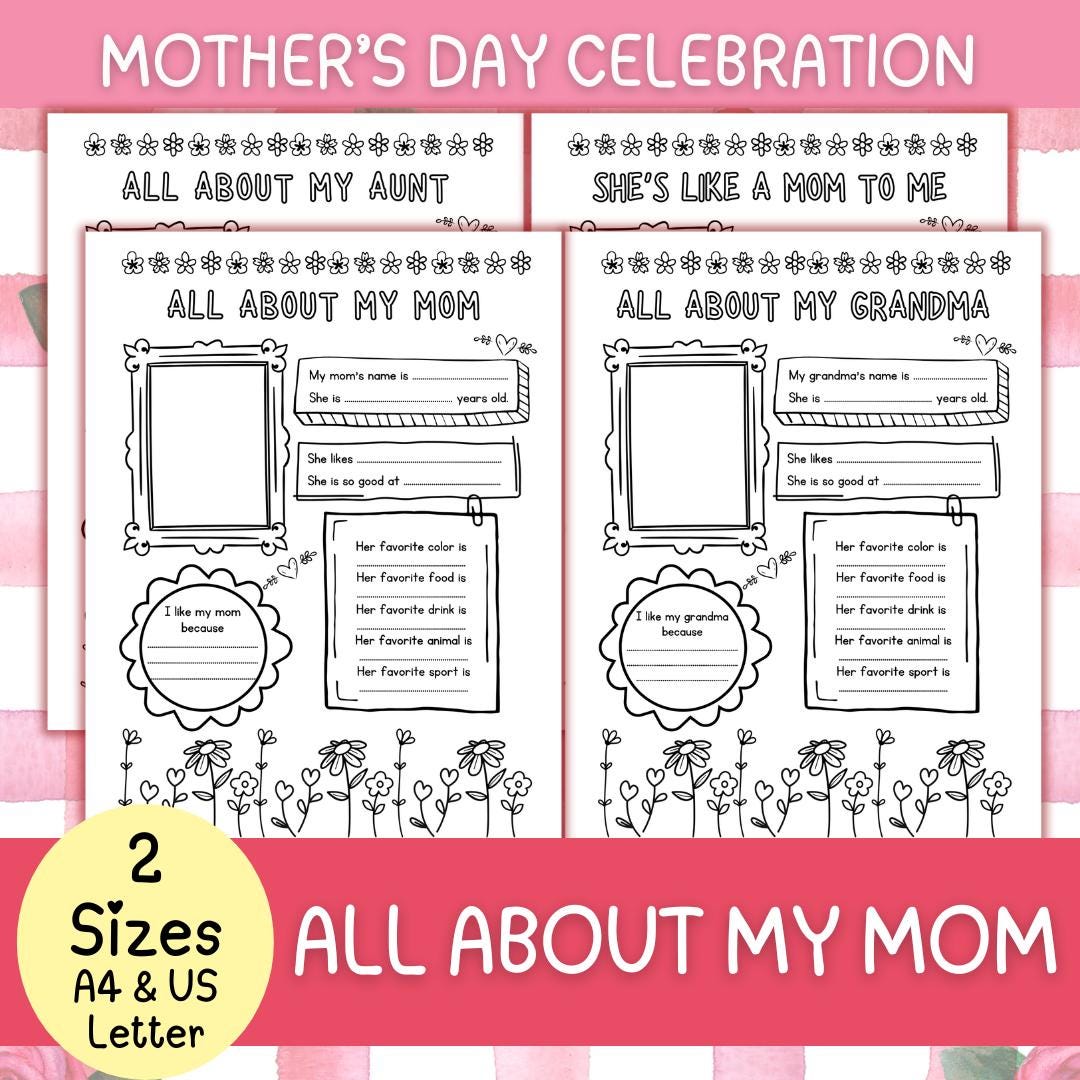 All About My Mom Printable Worksheet for Mother's Day Kids Activity ...