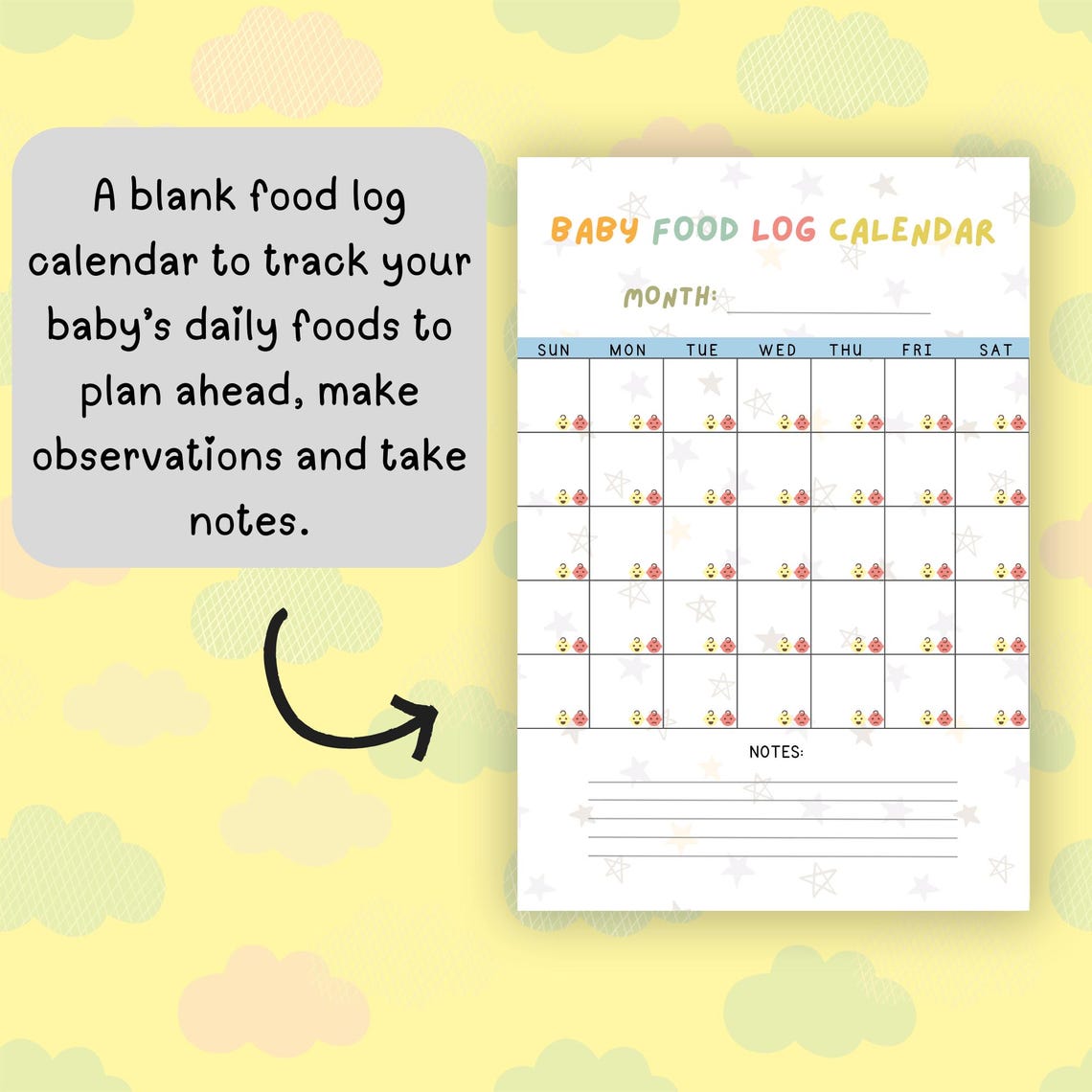 Baby Food Tracker Printable, Baby First 100 Food Checklist, Daily Meal ...