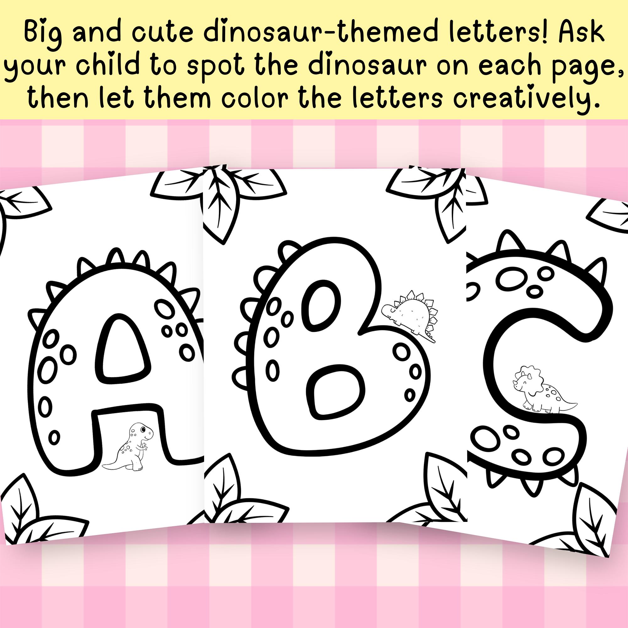 Alphabet Letter Coloring Dinosaur Themed, Preschool Resources ...
