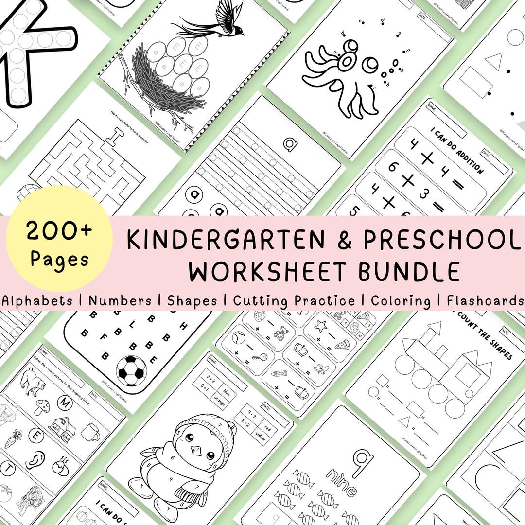 Kindergarten Preschool Bundle: Alphabet Tracing, Dot to Dot, Coloring ...