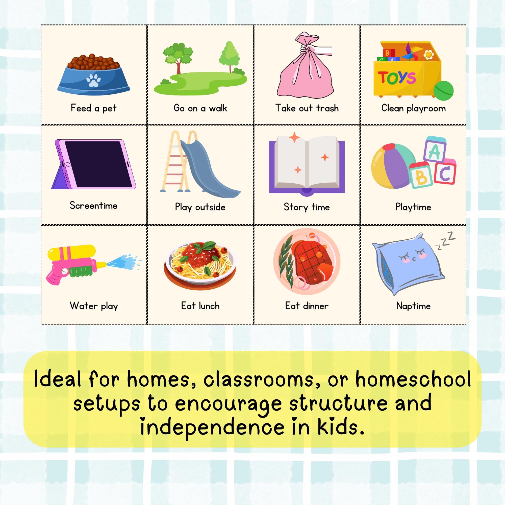 Kids Visual Chore Cards, Daily Routine Cards for Toddlers, Printable ...