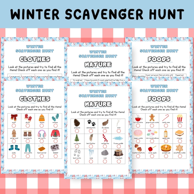 Winter Scavenger Hunt for Kids, Printable Indoor & Outdoor Nature ...