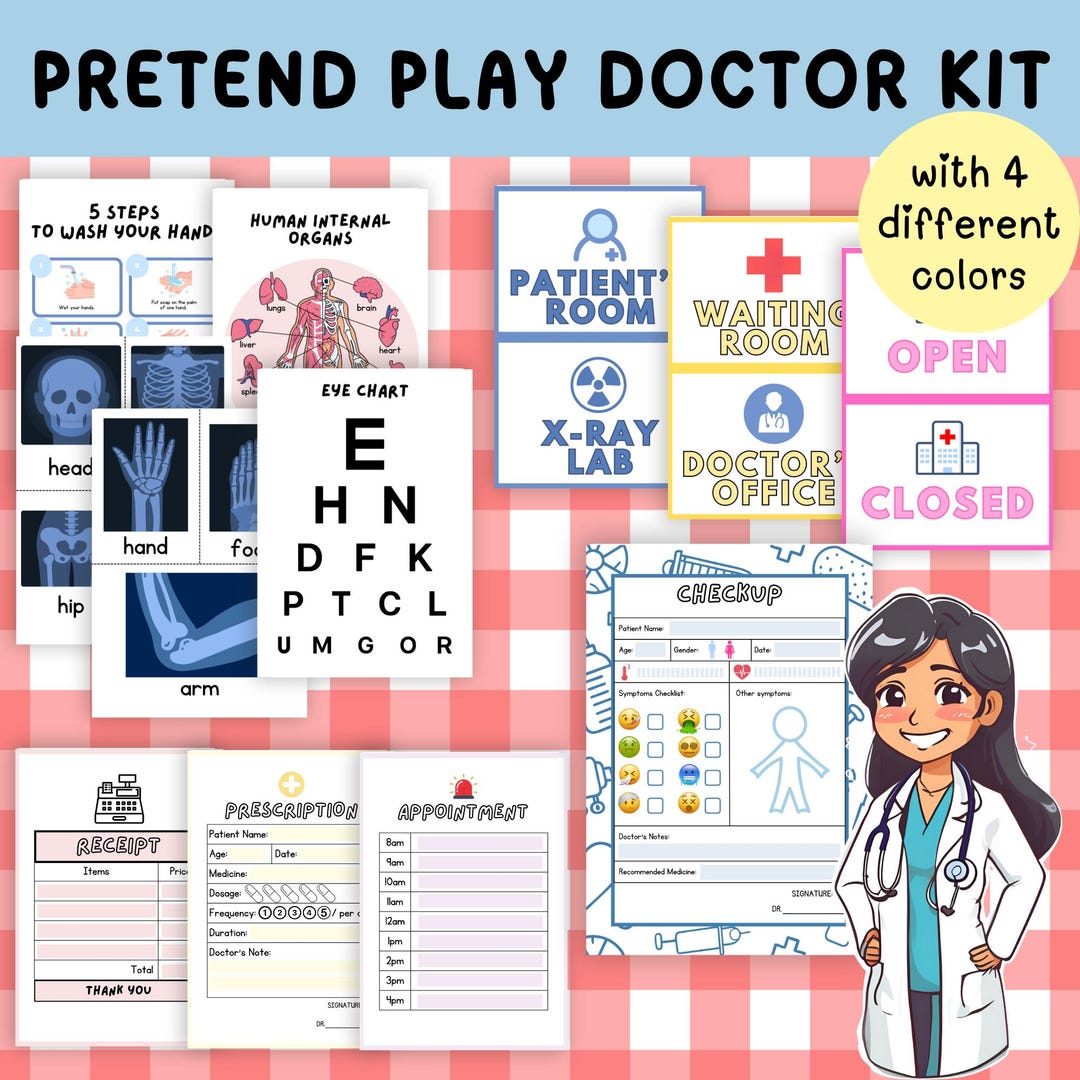 Pretend Play Doctor Kit Printable for Preschooler, Dramatic Play Doctor ...
