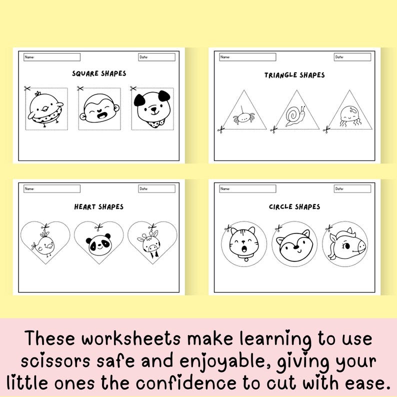 Scissor Skill Cutting Practice Worksheet for Preschool, Toddler Cut ...