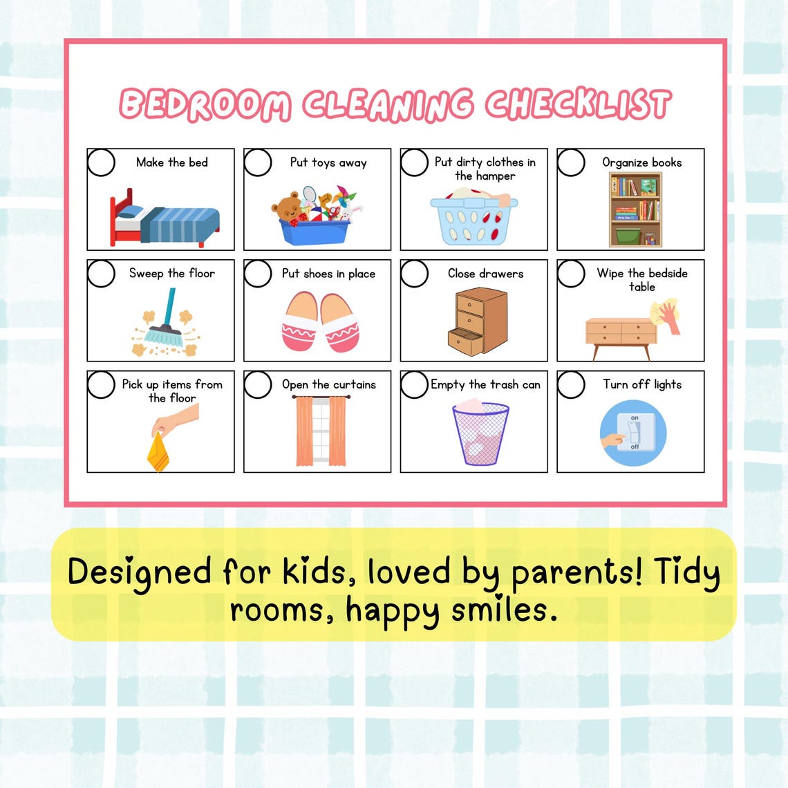 Kids Clean up Checklist, Daily Chore Checklist for Toddlers, Kids ...