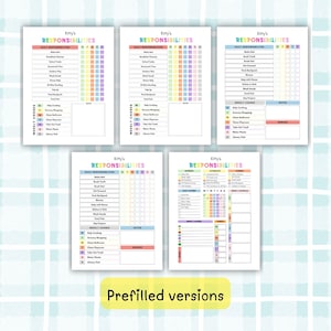 Kids Daily Responsibilities Chart, Weekly Organization Sheet, Editable ...