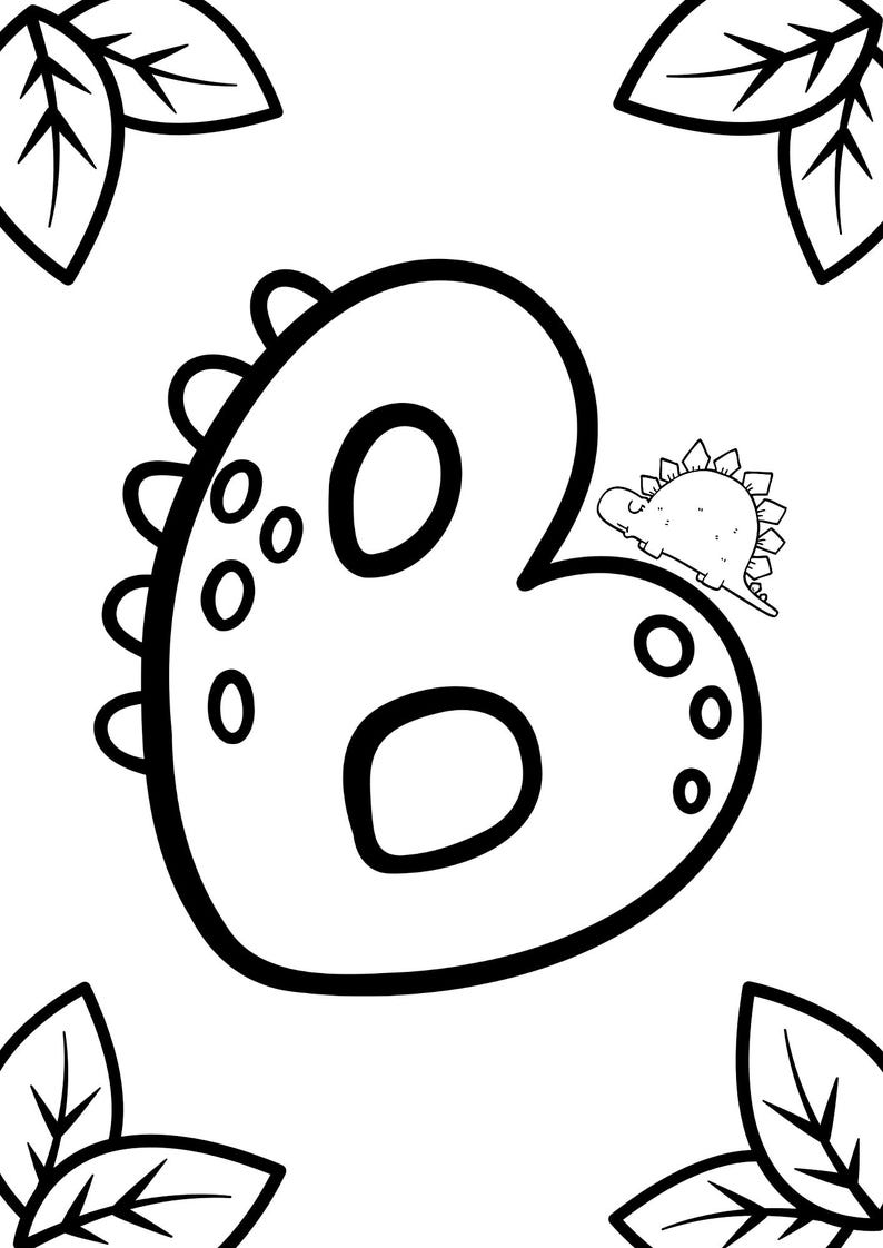 Alphabet Letter Coloring Dinosaur Themed, ABC Coloring Worksheet, Cute ...