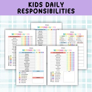 Kids Daily Responsibilities Chart, Weekly Organization Sheet, Editable ...
