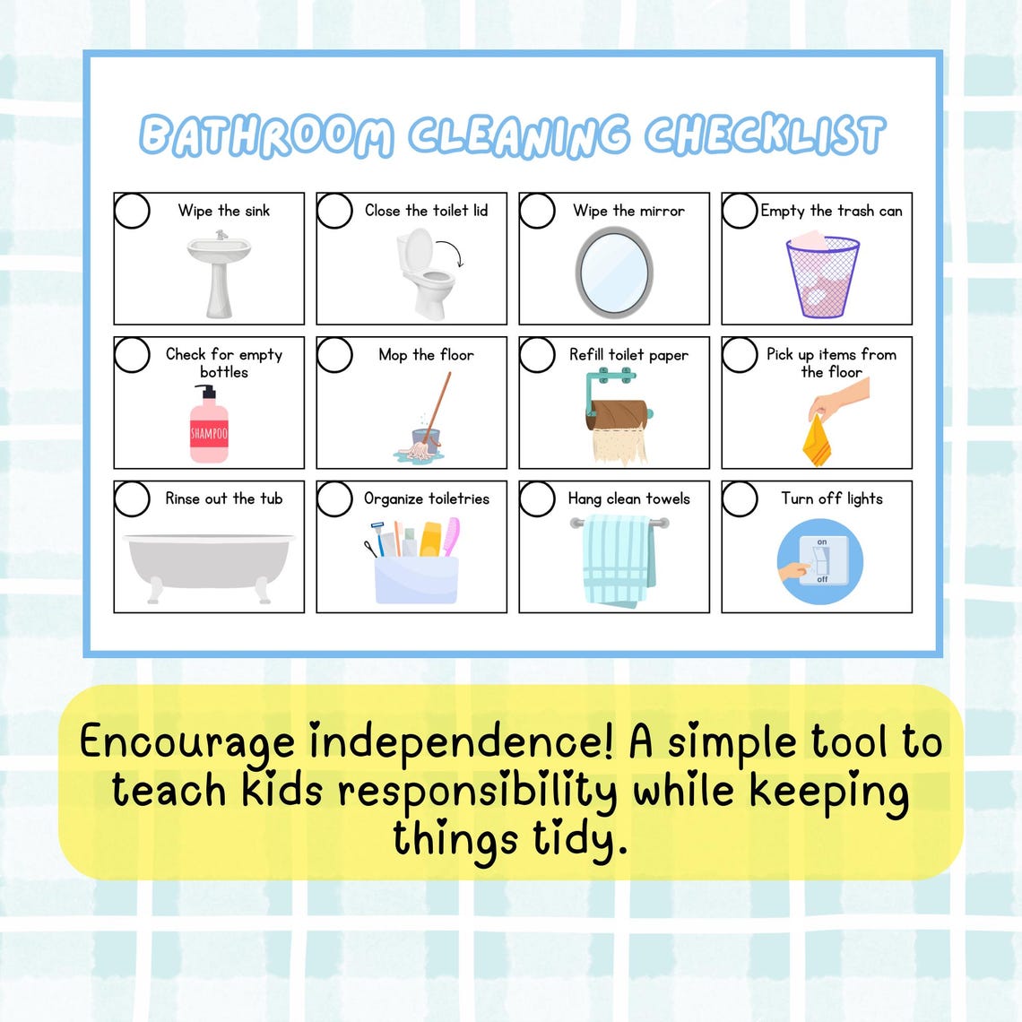 Kids Clean up Checklist, Daily Chore Checklist for Toddlers, Kids ...