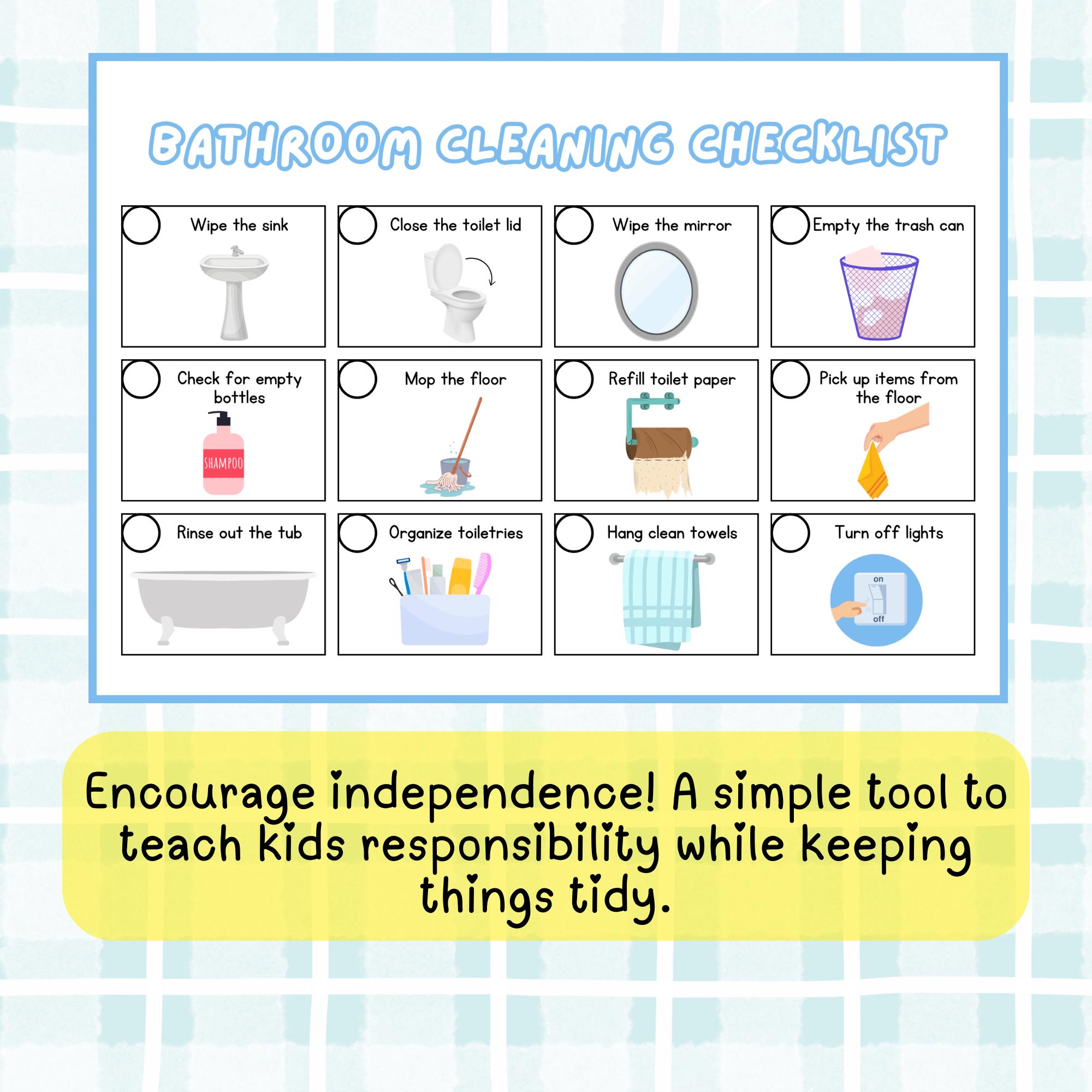 Kids Clean up Checklist, Daily Chore Checklist for Toddlers, Kids ...