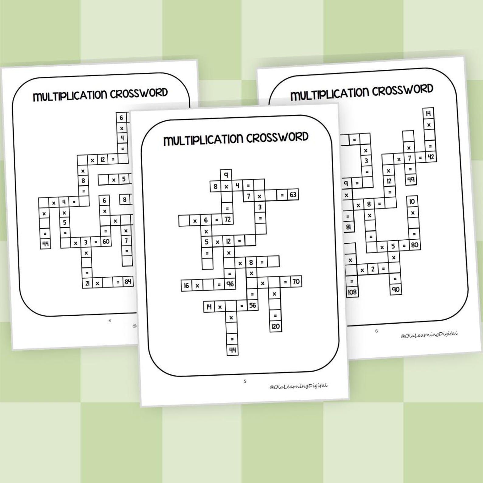 Multiplication Crossword Puzzle, Multiplying Practice Worksheet ...