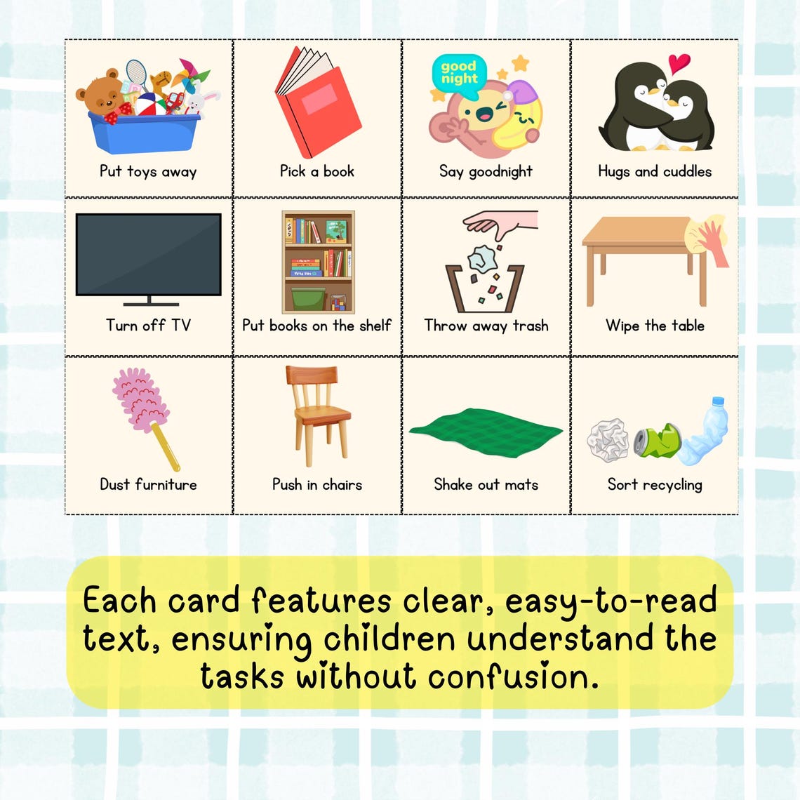Kids Visual Chore Cards, Daily Routine Cards for Toddlers, Printable ...