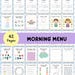 Kids Morning Menu Preschool Homeschool Morning Menu Printable Toddler ...