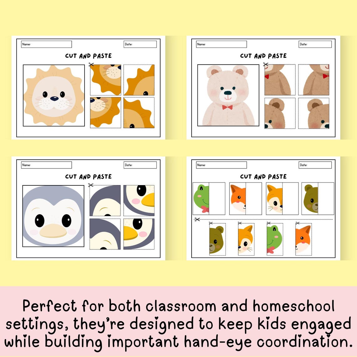 Scissor Skill Cutting Practice Worksheet for Preschool, Toddler Cut ...