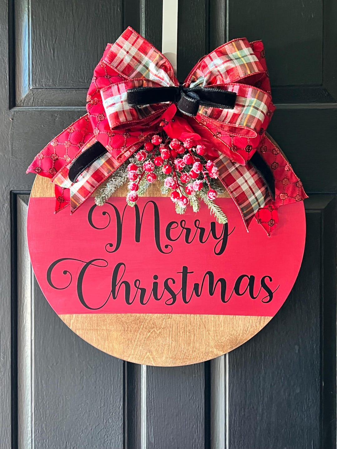 Merry Christmas Door Round - Etsy
