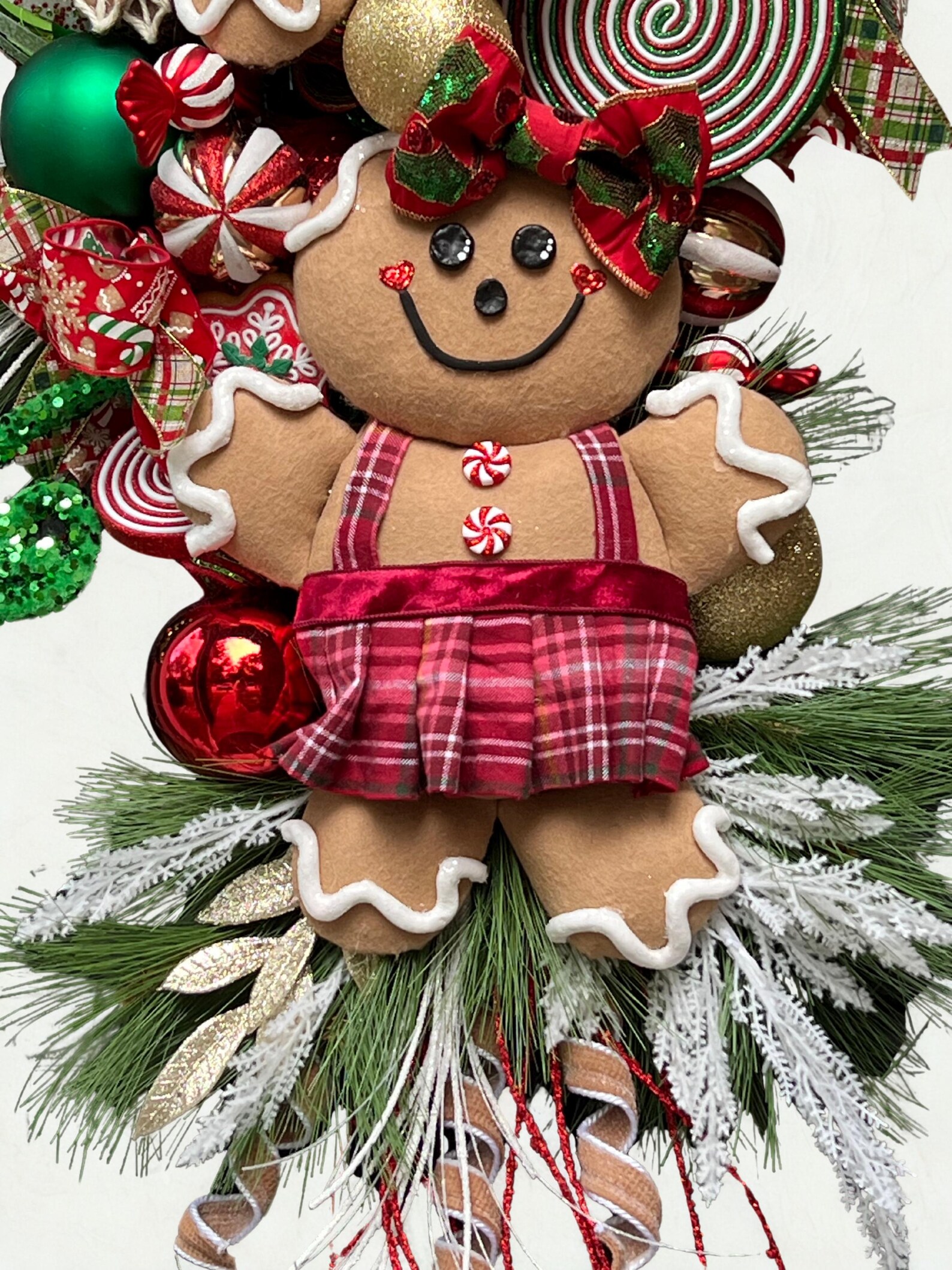 Handmade Gingerbread Christmas Swag: Candy Canes & Holiday Greenery - Etsy