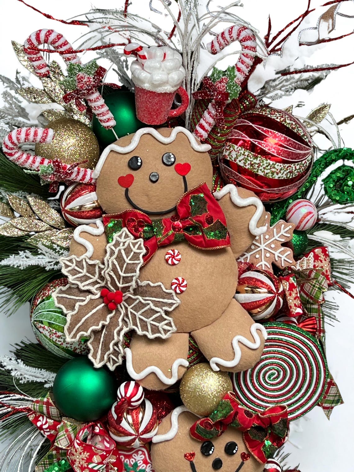Handmade Gingerbread Christmas Swag: Candy Canes & Holiday Greenery - Etsy