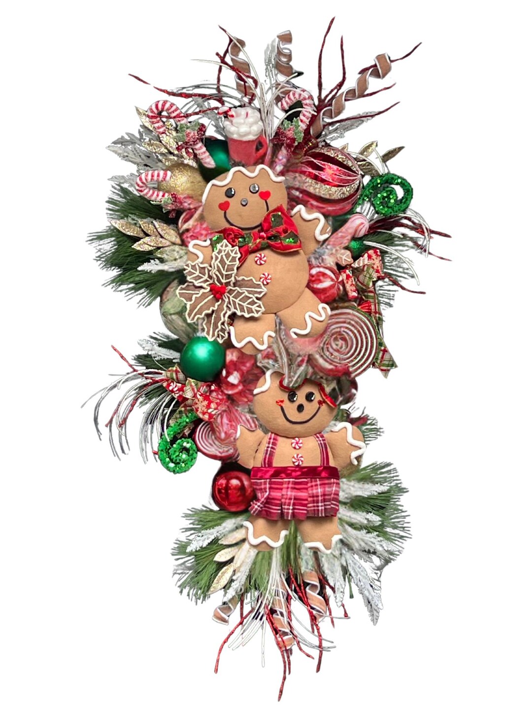 Handmade Gingerbread Christmas Swag: Candy Canes & Holiday Greenery - Etsy