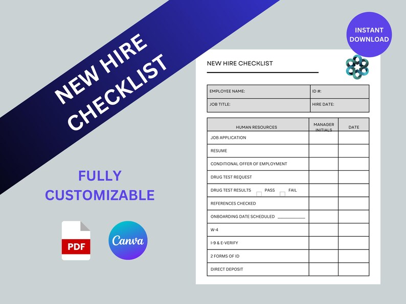 NEW HIRE CHECKLIST // New Hire / Job Offer / Hr Checklist / Hr Document ...